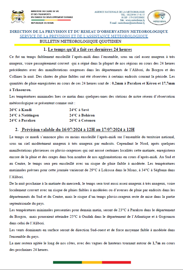 Bulletin quotidien du 16 juillet 2024